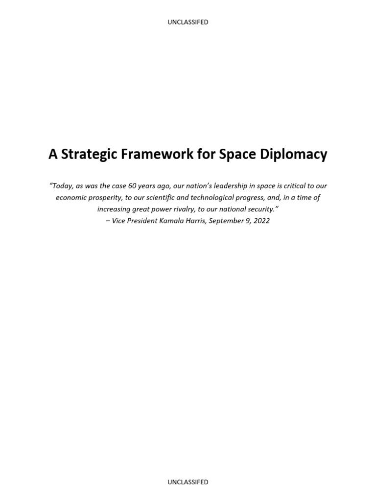 Space Diplomacy Strategic Framework | PDF | Multilateralism | Diplomacy