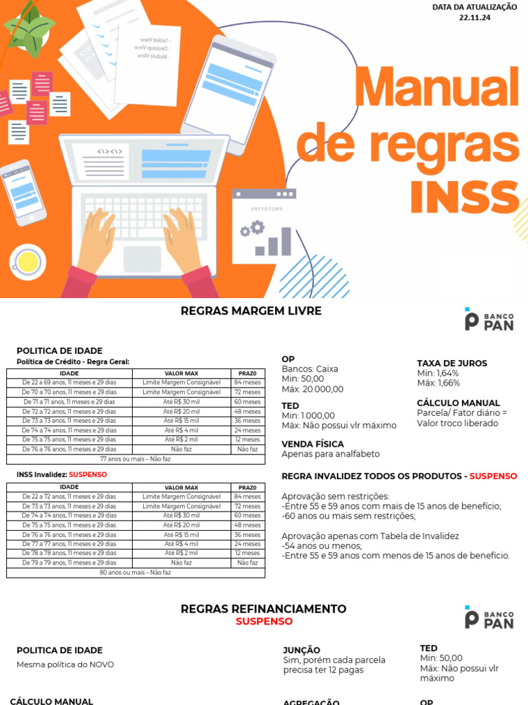 MANUAL DE REGRAS INSS - NOVO, REFIN e CARTÃO - ATENDENTE-3 | PDF | Juros | Dinheiro