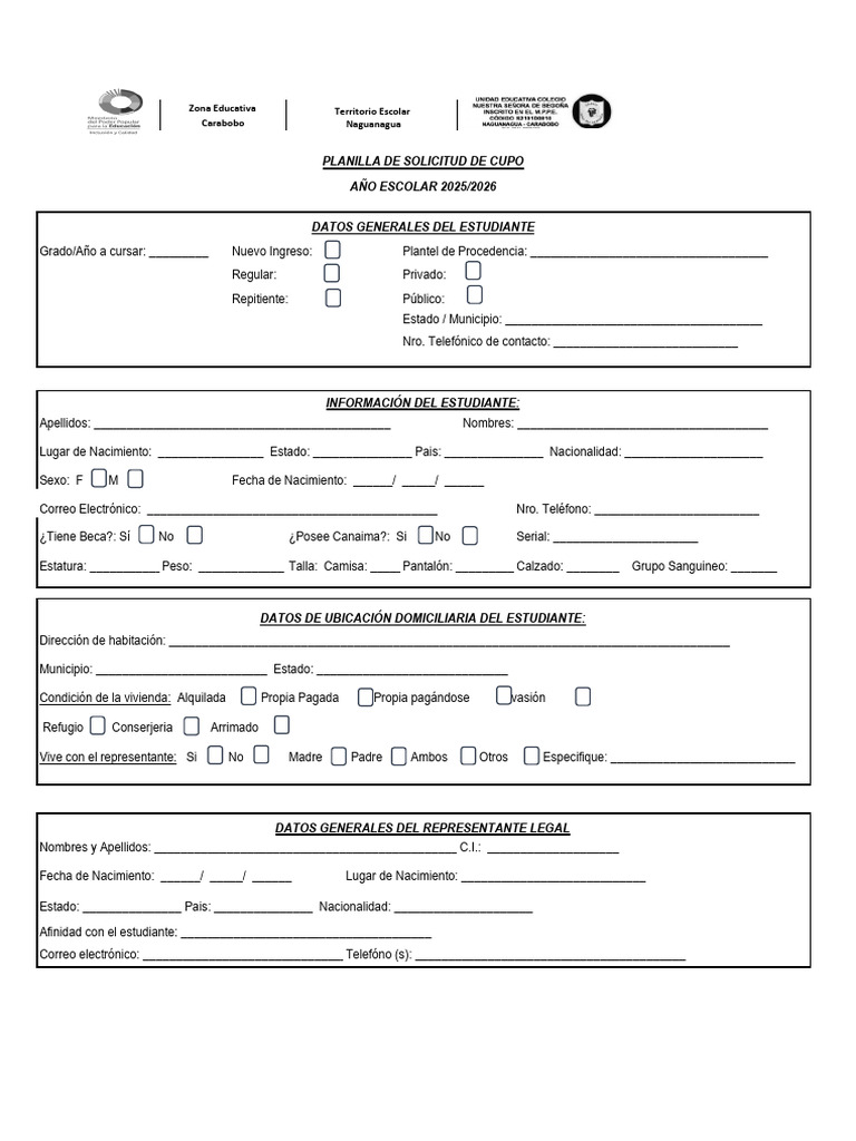 Solicitud de Cupo | PDF