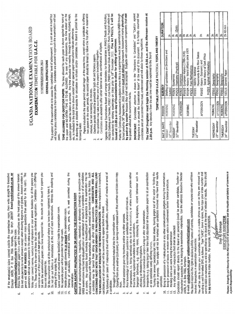 Uace Timetable 2022.1 | PDF
