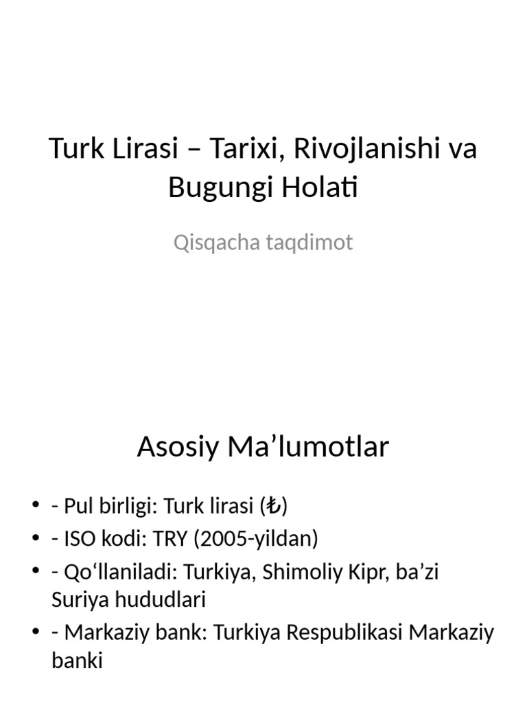 Turk Lirasi Taqdimot | PDF