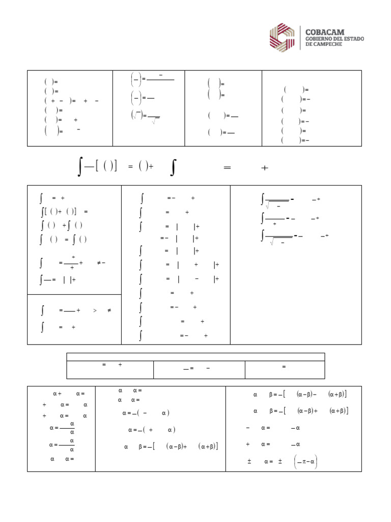 02-FORMULARIO-SEGUNDO-PARCIAL | PDF | Integral | Logaritmo