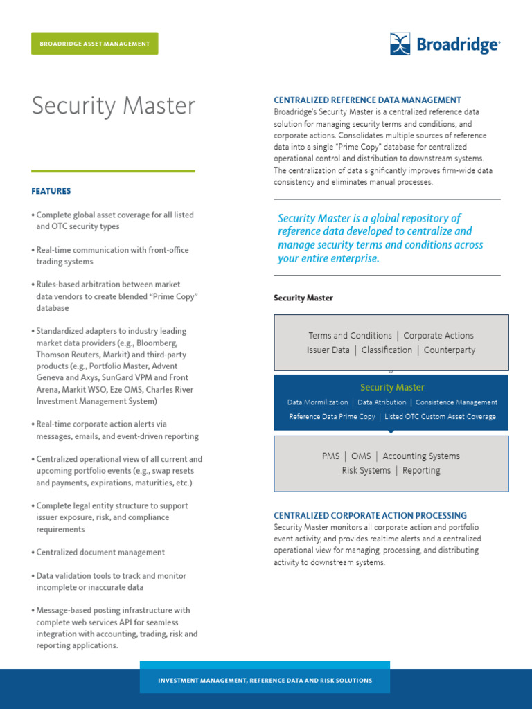 Broadridge Security Master | PDF | Over The Counter (Finance) | Information Technology