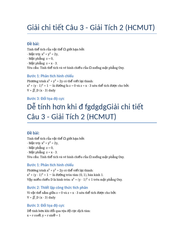 Giai Cau 3 Giai Tich 2 HCMUT | PDF