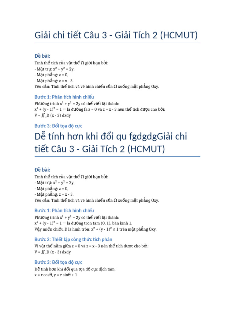 Giai Cau 3 Giai Tich 2 HCMUT | PDF