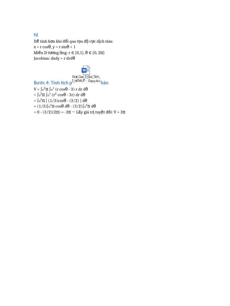 Giai Cau 3 Giai Tich 2 HCMUT | PDF