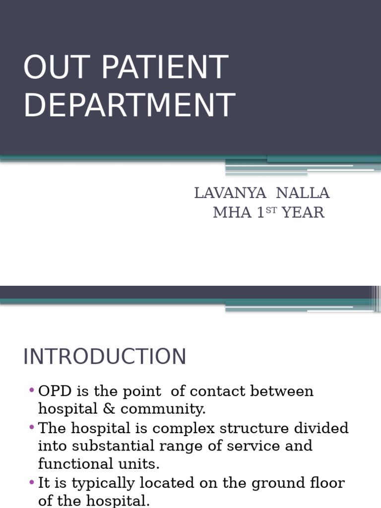 Understanding Outpatient Department Functions | PDF | Patient | Hospital
