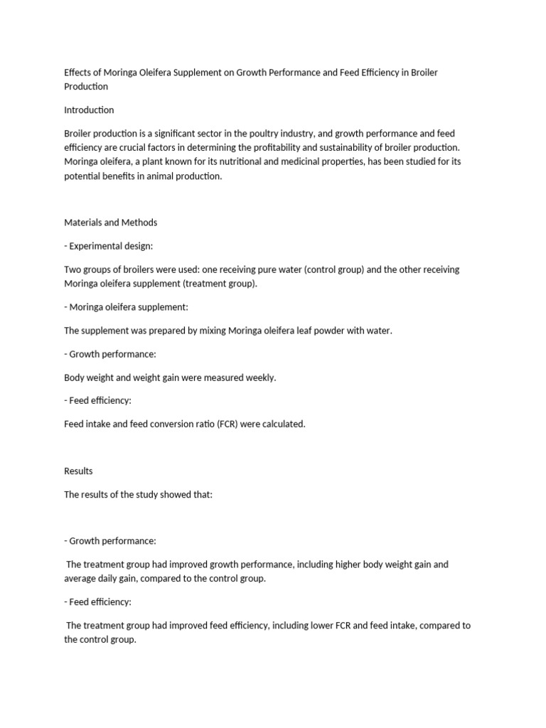 Animal Production Project | PDF | Dietary Supplements | Broiler