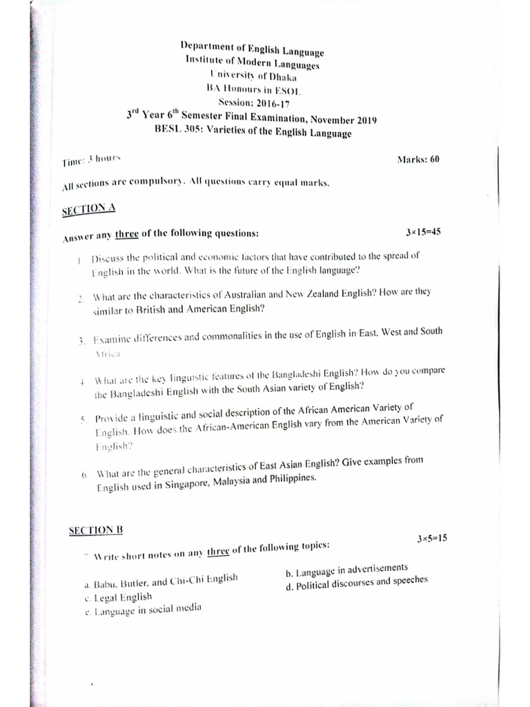 6th Semester Question | PDF
