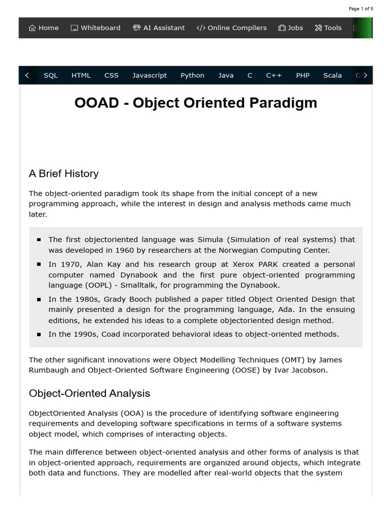 Object-Oriented Paradigm | PDF | Object Oriented Programming | Class (Computer Programming)
