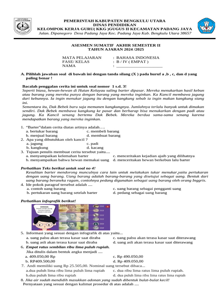 MASTER SOAL Bahasa Indonesia kl4 4 SMST 2 | PDF