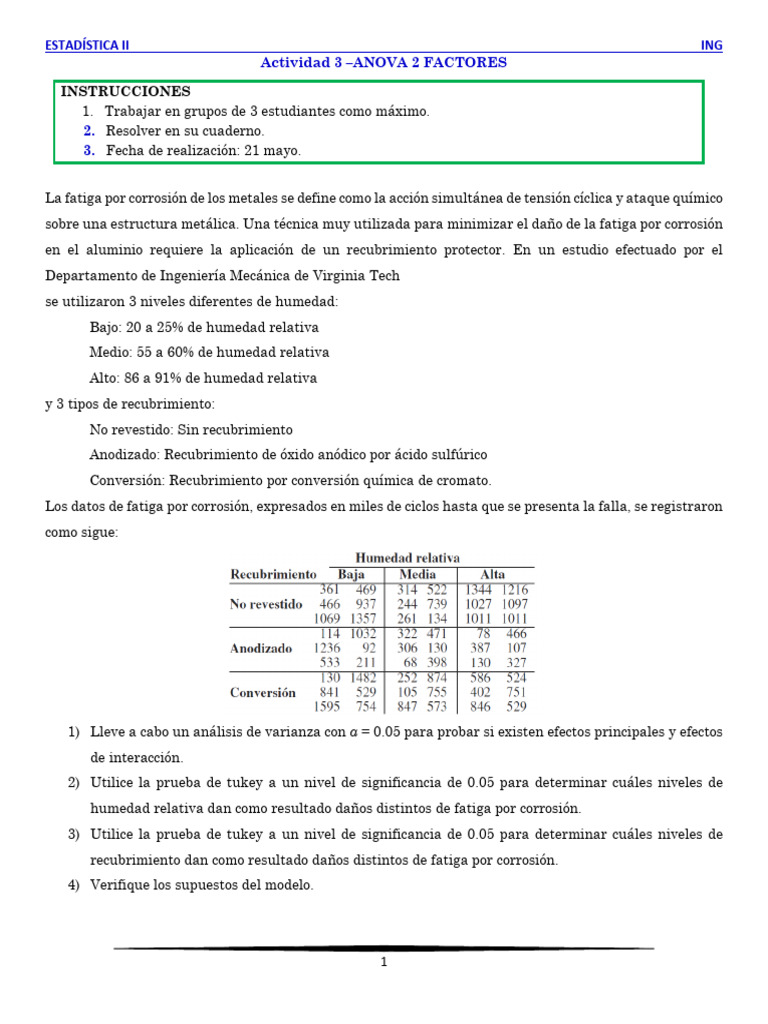 Actividad 3 - Anova - 2 factores | PDF