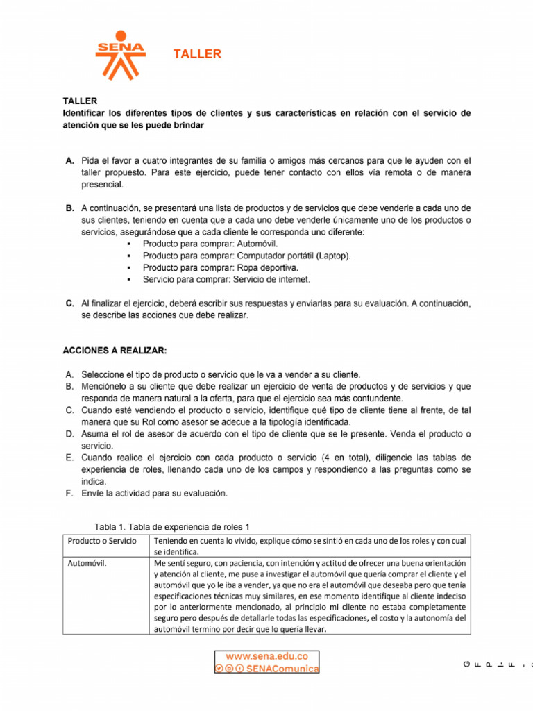 Respuesta Anexo - Taller - AA1 - EV01 | PDF