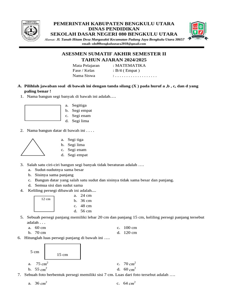 Master Soal MTK KLS 4 SMS 2 | PDF