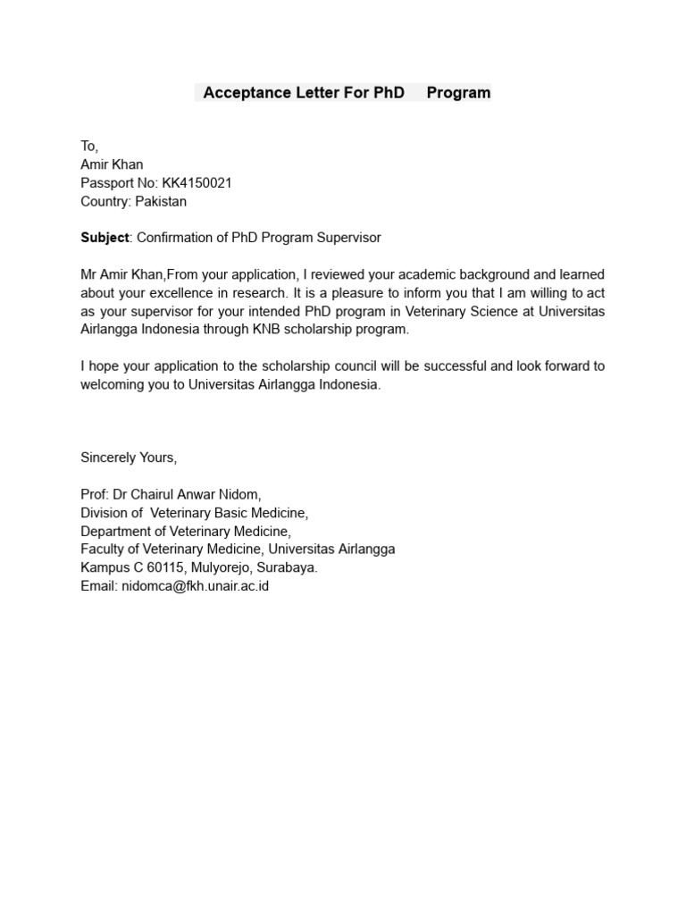 Acceptance Letter KNB | PDF