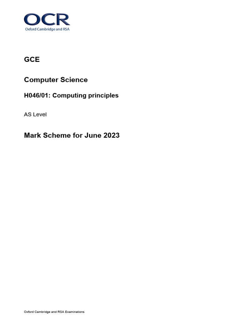 Mark Scheme Computing Principles | PDF | Central Processing Unit | Computing