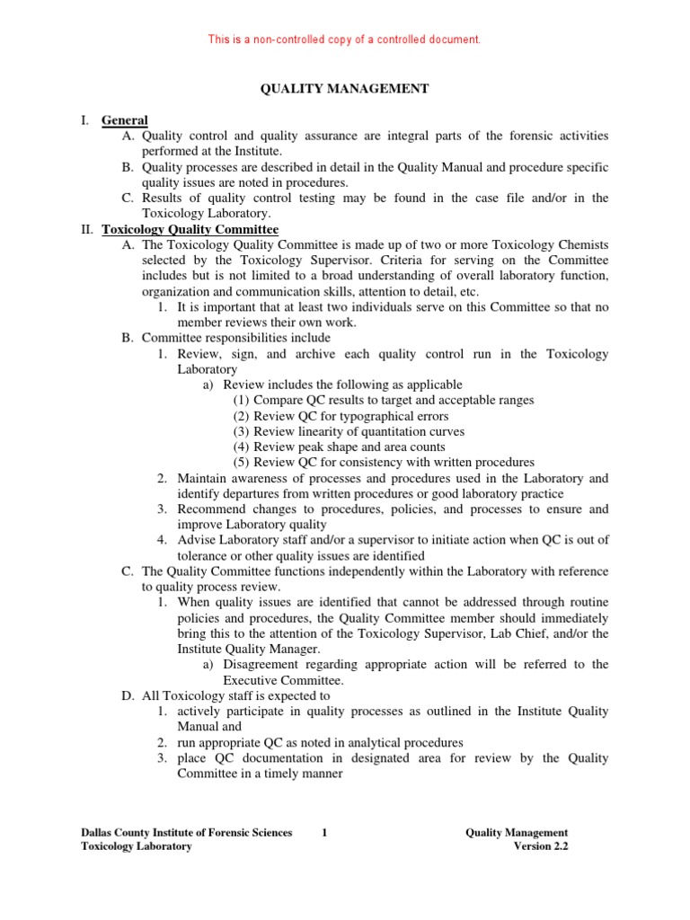 Forensic Toxicology Quality Management Guide | PDF | Assay | Gas ...