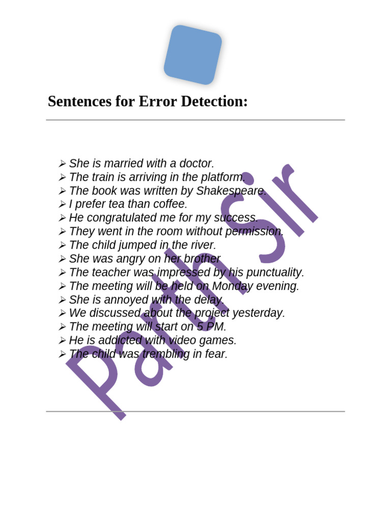 Sentences for Error Detection | PDF