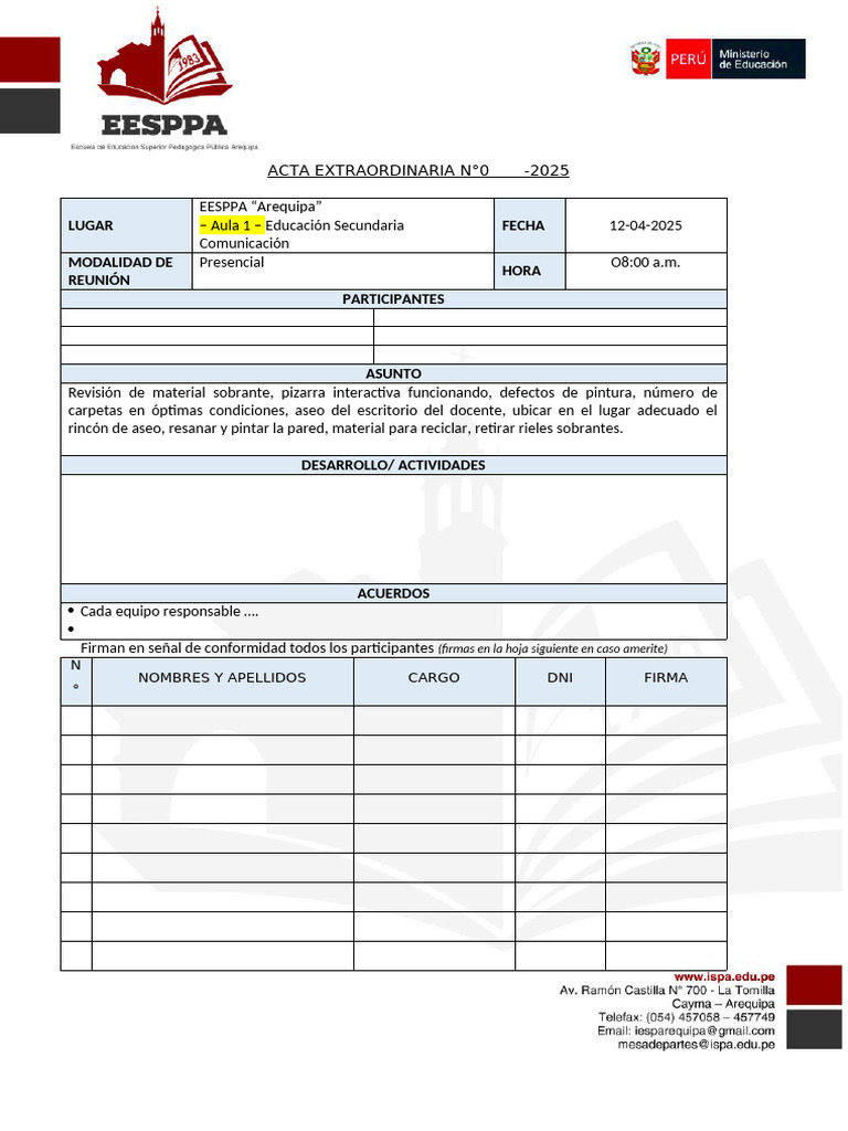 Modelo de Actas | PDF