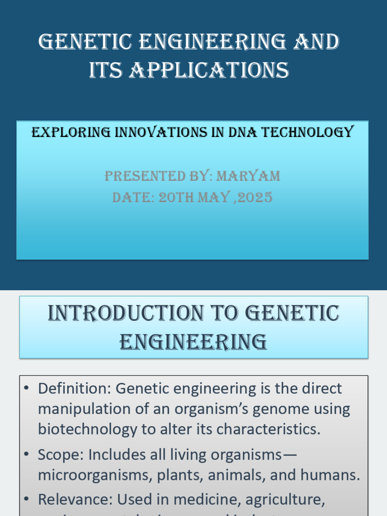 Genetic Engineering: Innovations & Applications | PDF | Genetic ...