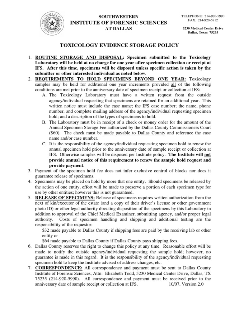 Evidence Storage Policy | PDF | Cheque | Fee