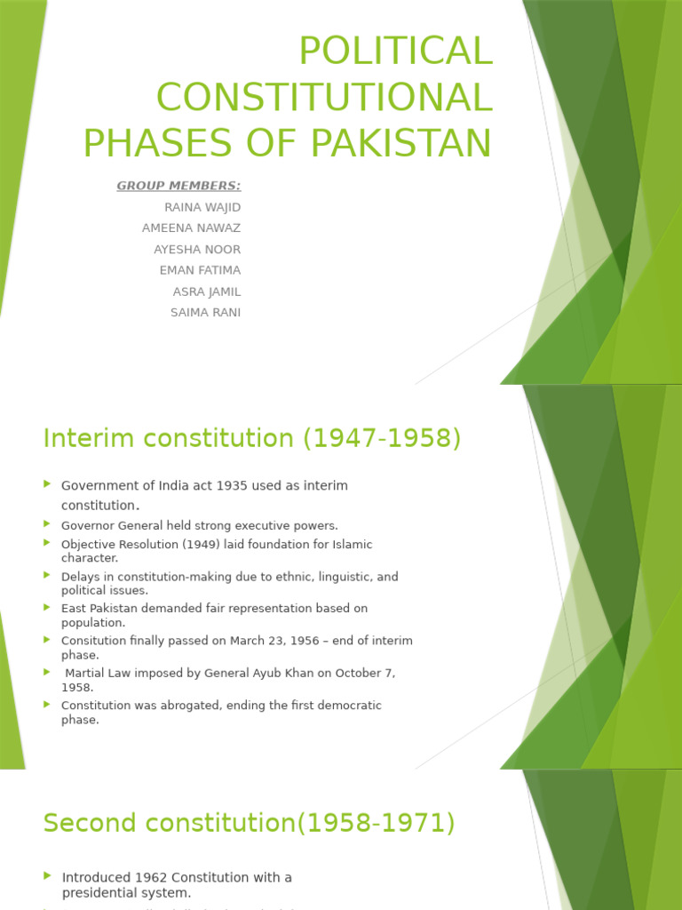 Phases of Pakistan's Political Constitution | PDF | Political Charters ...