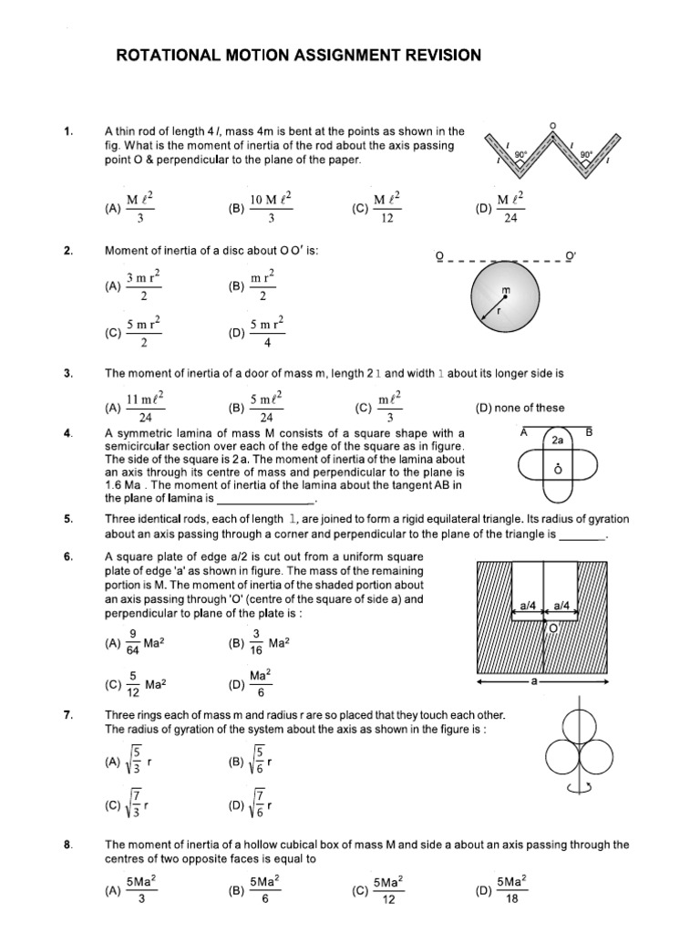 Rotation Motion Revision Assignment | PDF