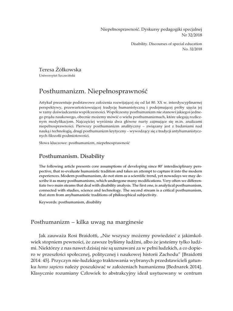 Poathumanizm. Niepełnosprawnośc | PDF