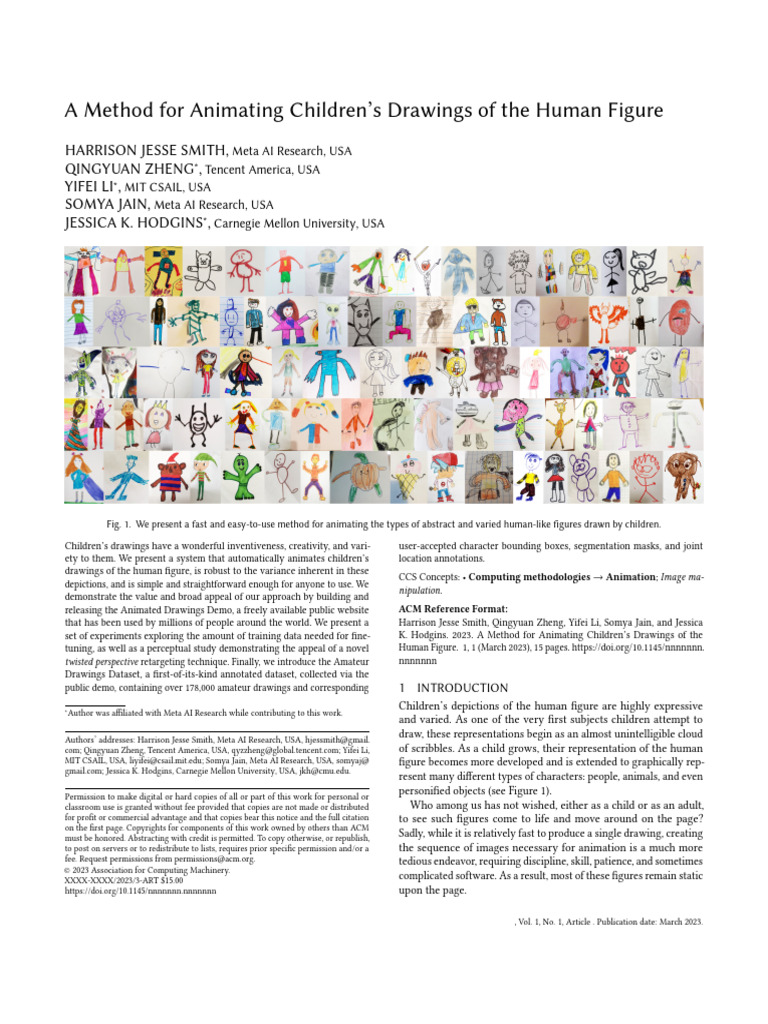 A Method For Animating Children's Drawings of The Human Figure | PDF ...