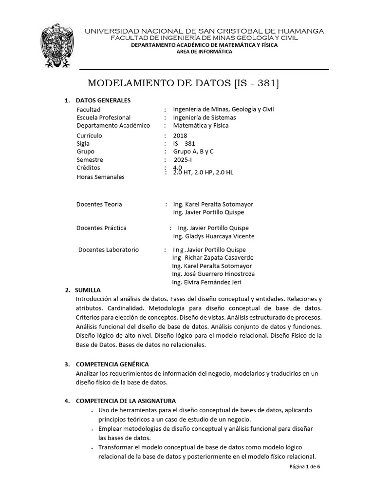 IS381 Silabo | PDF | Bases de datos | Base de datos relacional