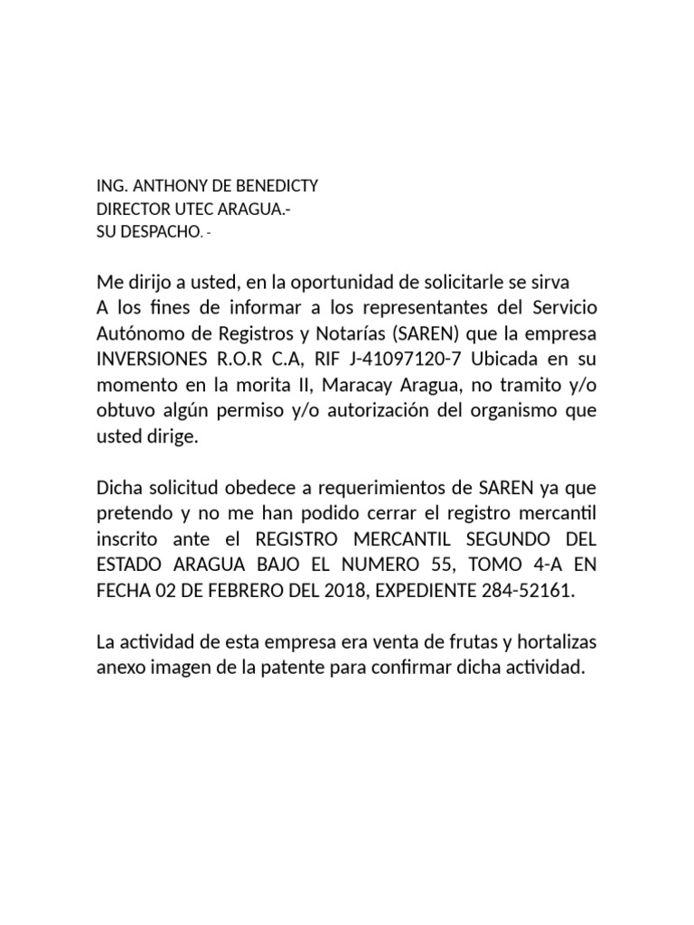 Carta A Minec ROR | PDF