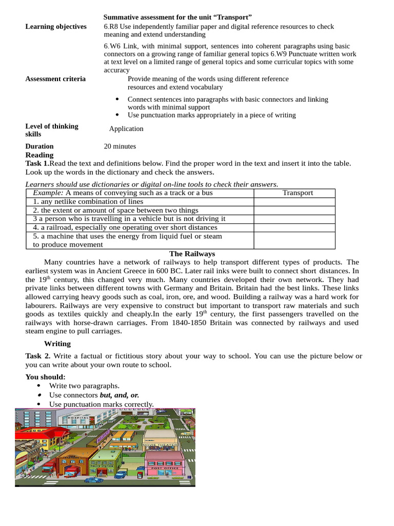 Summative Assessment For The Unit | PDF | Rail Transport | Transport