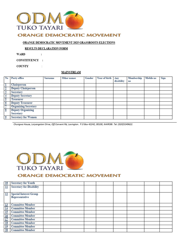 Results - Declaration - Form, - Mainstream - Sub - Branch (1) .Docx 1 | PDF