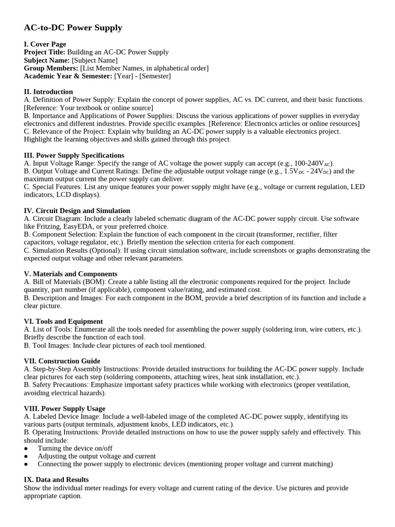 AC To DC Power Supply Project 2023 2024 Elex | PDF | Power Supply | Electrical Network