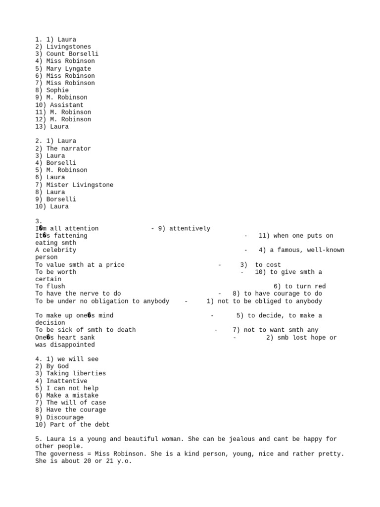 Character Analysis in Laura's Story | PDF