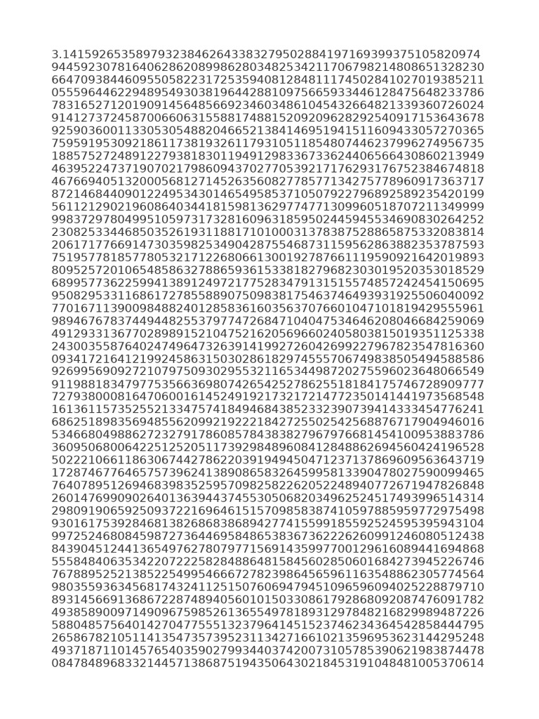 Pi 1 Million Digits | PDF