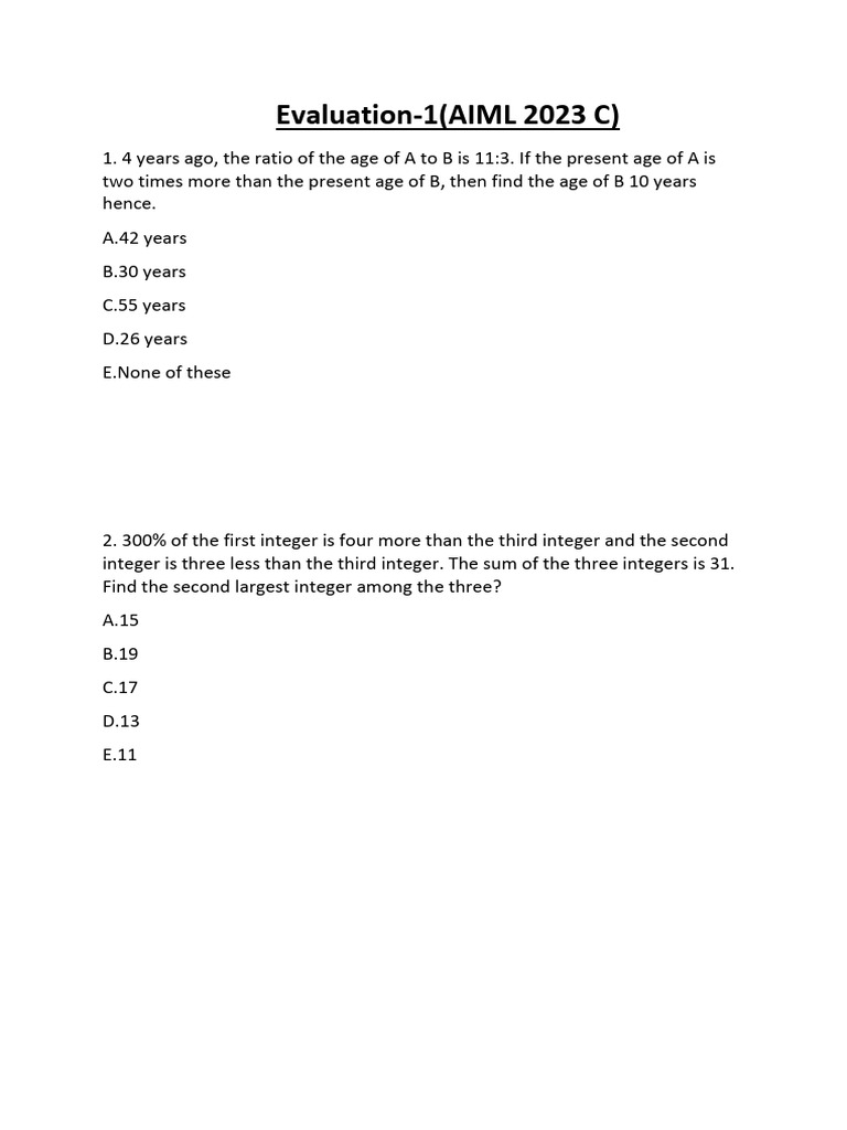 Evaluation-1 (AIML 2023 C) | PDF