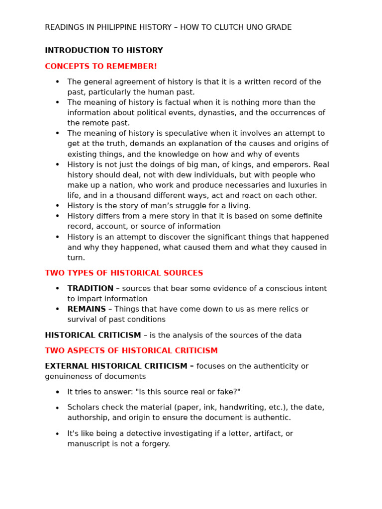 Introduction To History Reviewer | PDF | Science | Philippines