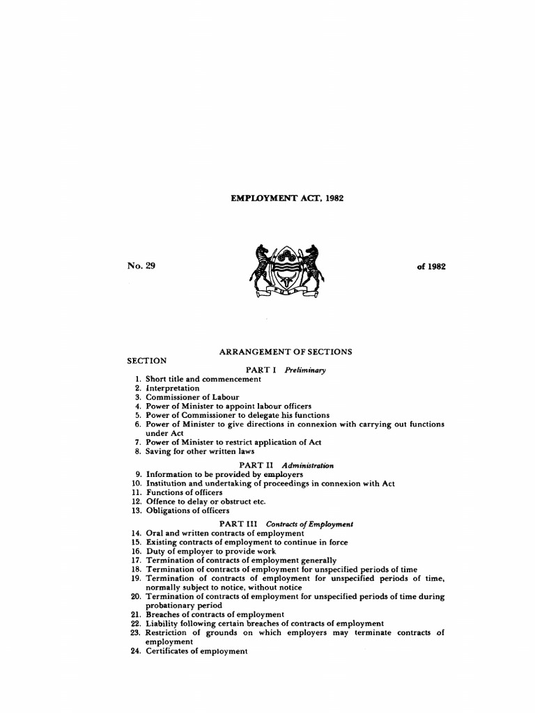 Botswana Employment Act Overview | PDF | Cost Of Living | Employment