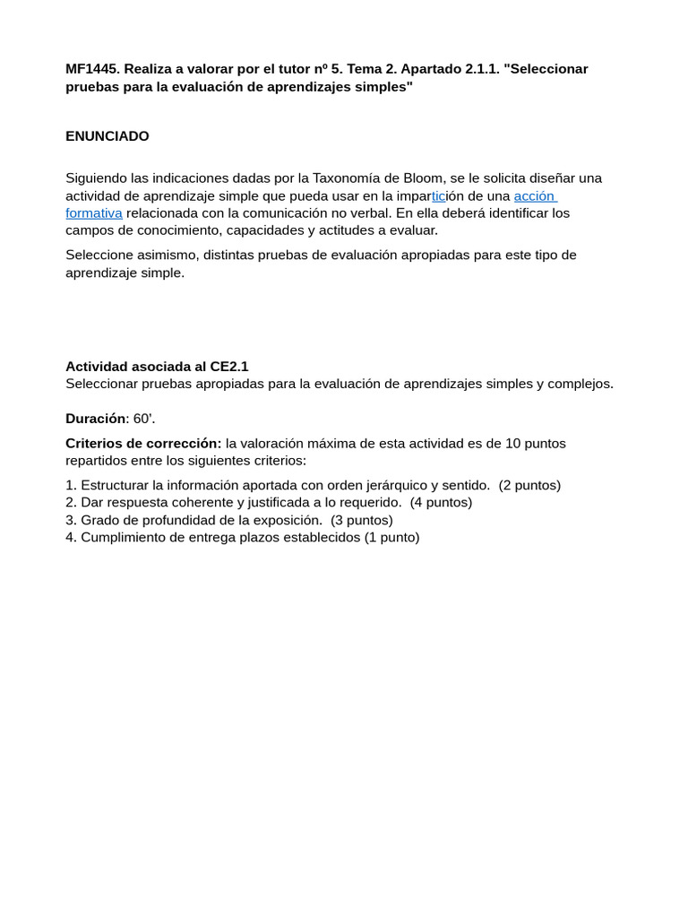 MF1445. Realiza A Valorar Por El Tutor Nº 5. Tema 2. Apartado 2.1.1 ...