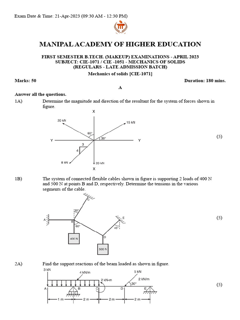 CIE-1071 Mechanics of Solids-4 | PDF | Young's Modulus | Stress (Mechanics)