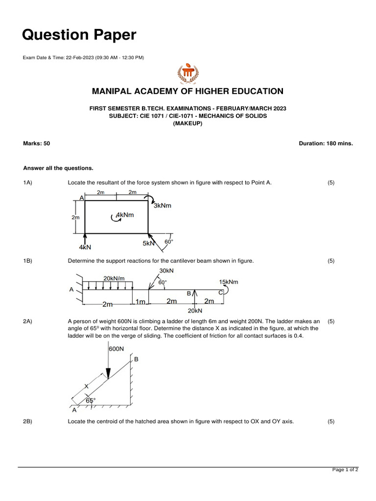 Cie 1071 - Cie-1071 - Mechanics of Solids | PDF | Deformation (Engineering) | Young's Modulus