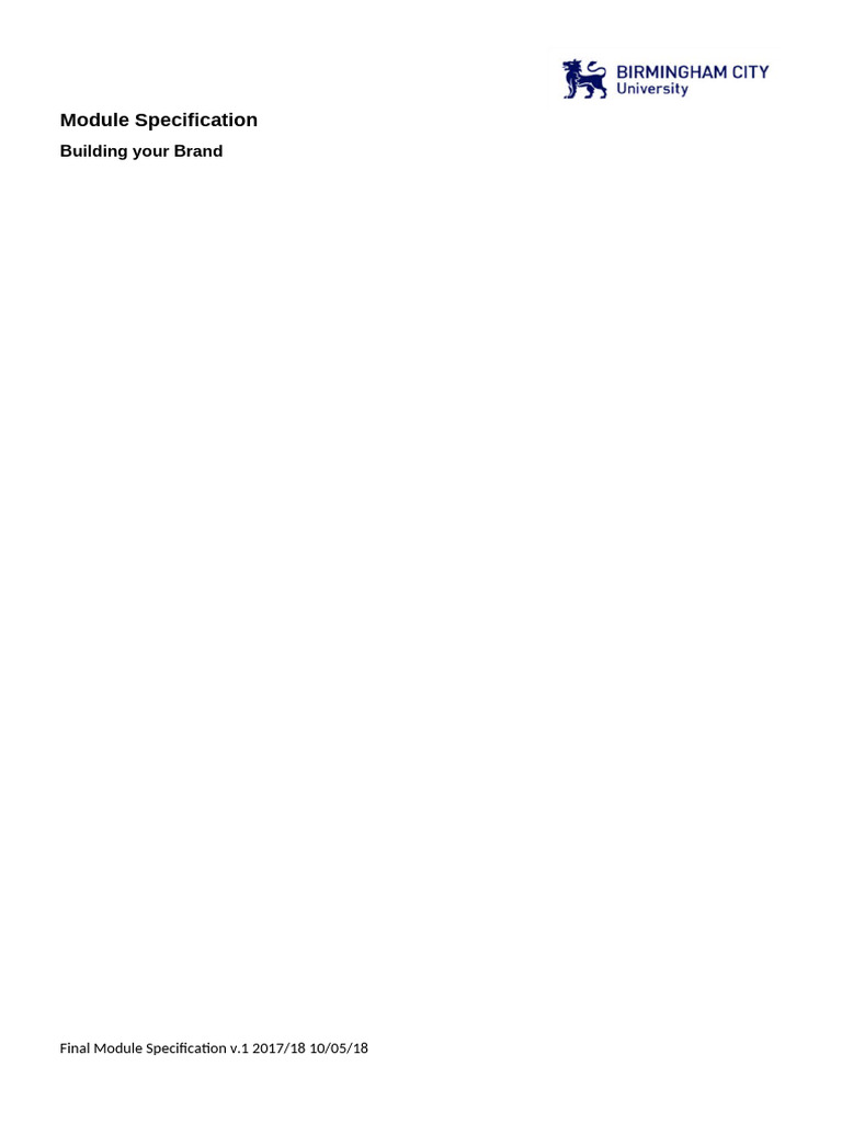 Module Spec Building Your Brand | PDF
