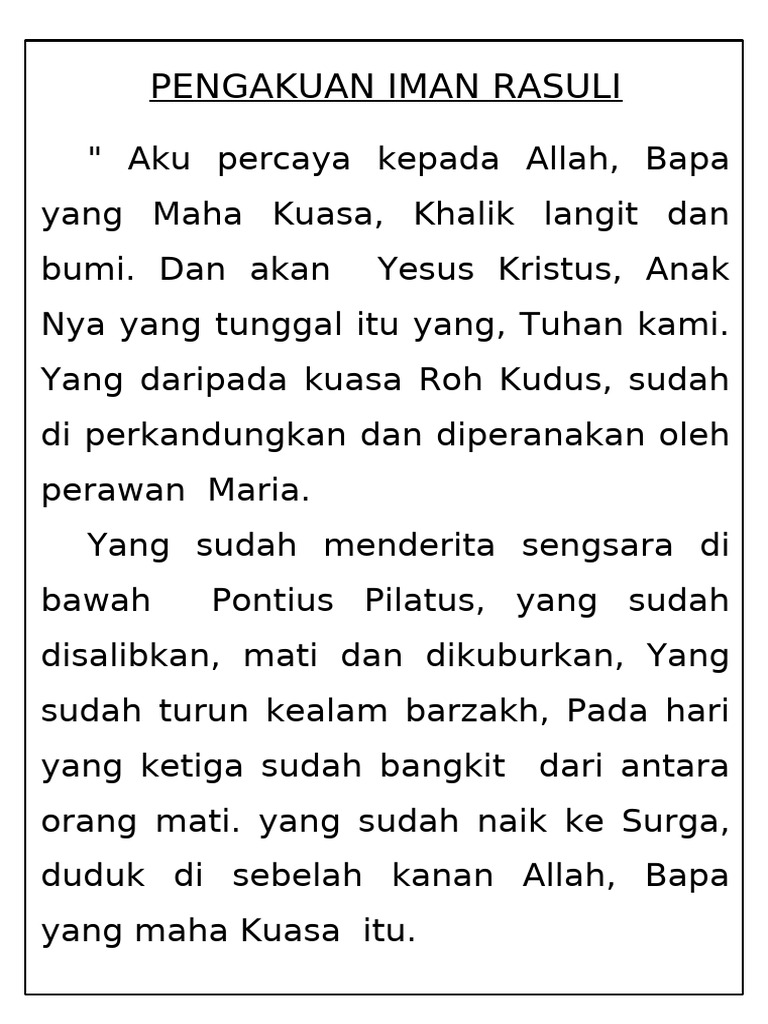 Pengakuan Iman Rasuli | PDF