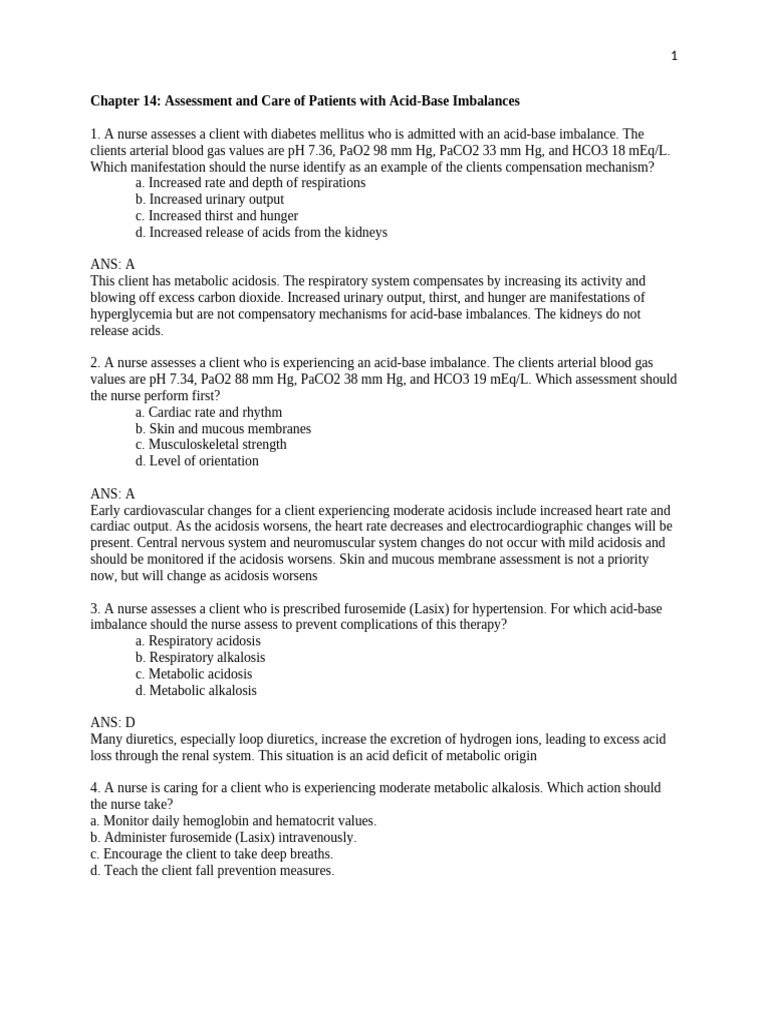 Chapter 14 Acid Base Balance | PDF | Respiratory System | Breathing