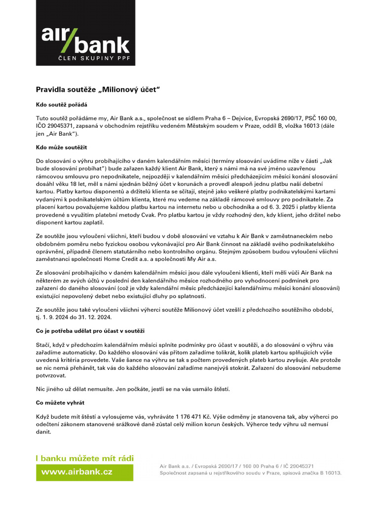 4154 Pravidla Souteze Milionovy Ucet | PDF
