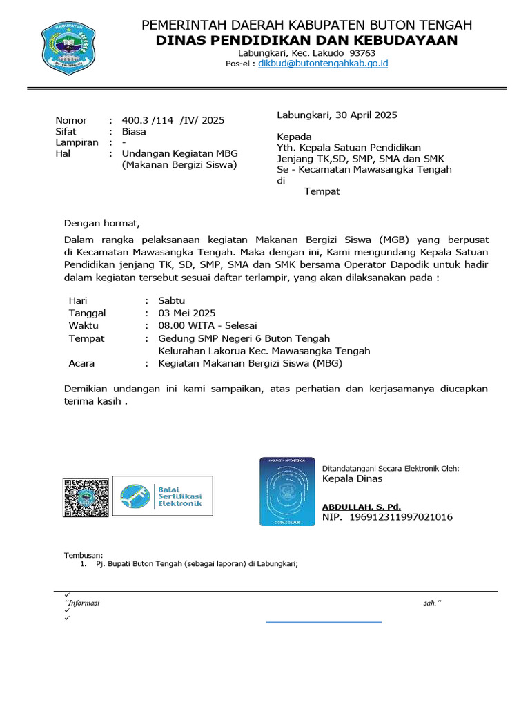 Undangan Sosialisasi MBG Ok | PDF