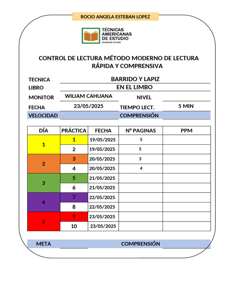 Control de Lectura Método Moderno de Lectura | PDF | Las emociones ...