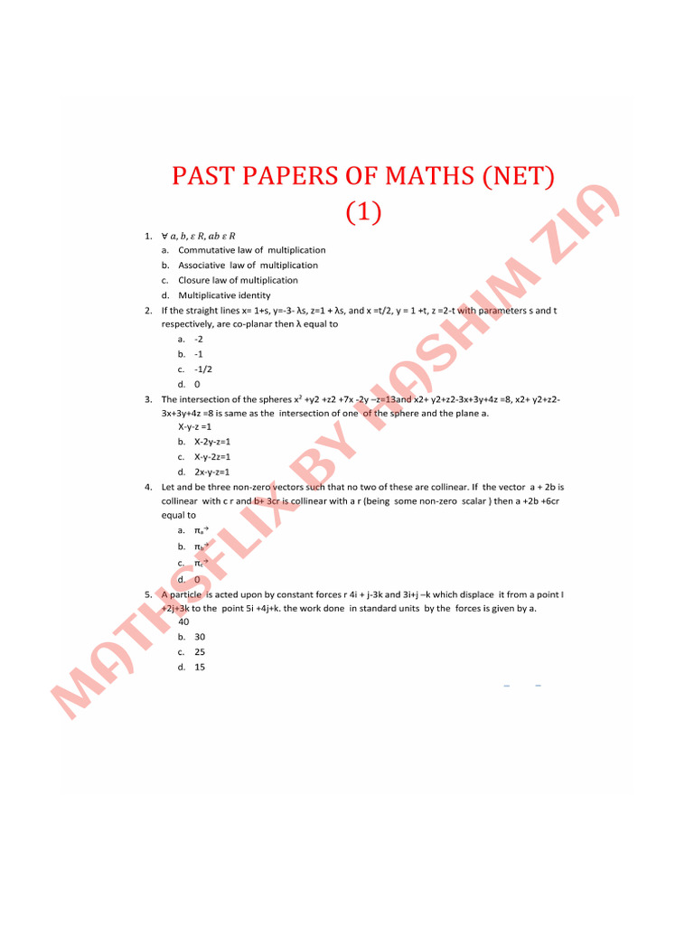 Maths Nust Past Papers | PDF | Mathematics