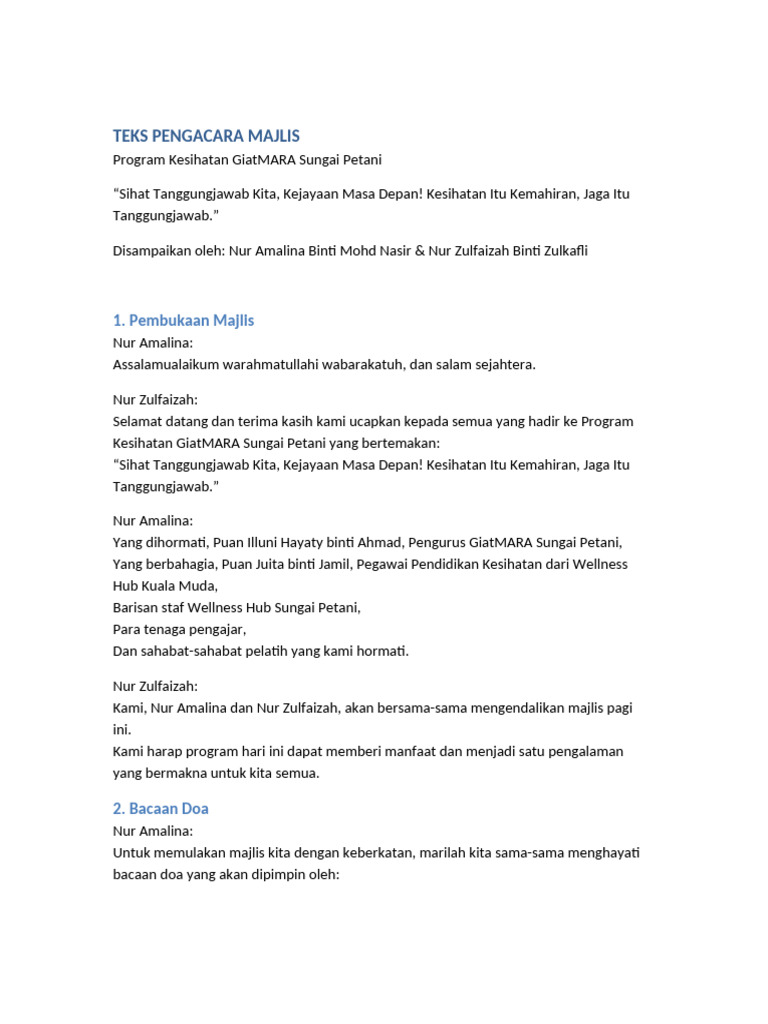 Program Kesihatan GiatMARA Sungai Petani | PDF